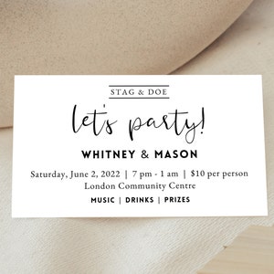 Modern Script Stag & Doe Tickets, Minimal Buck and Doe Tickets ...
