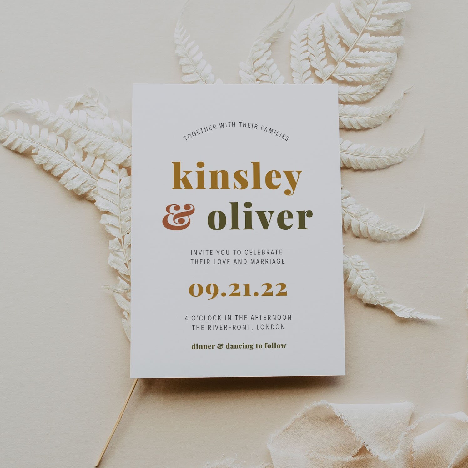 Earthy Tone Wedding Invitation Suite Boho Wedding Invitation Set ...
