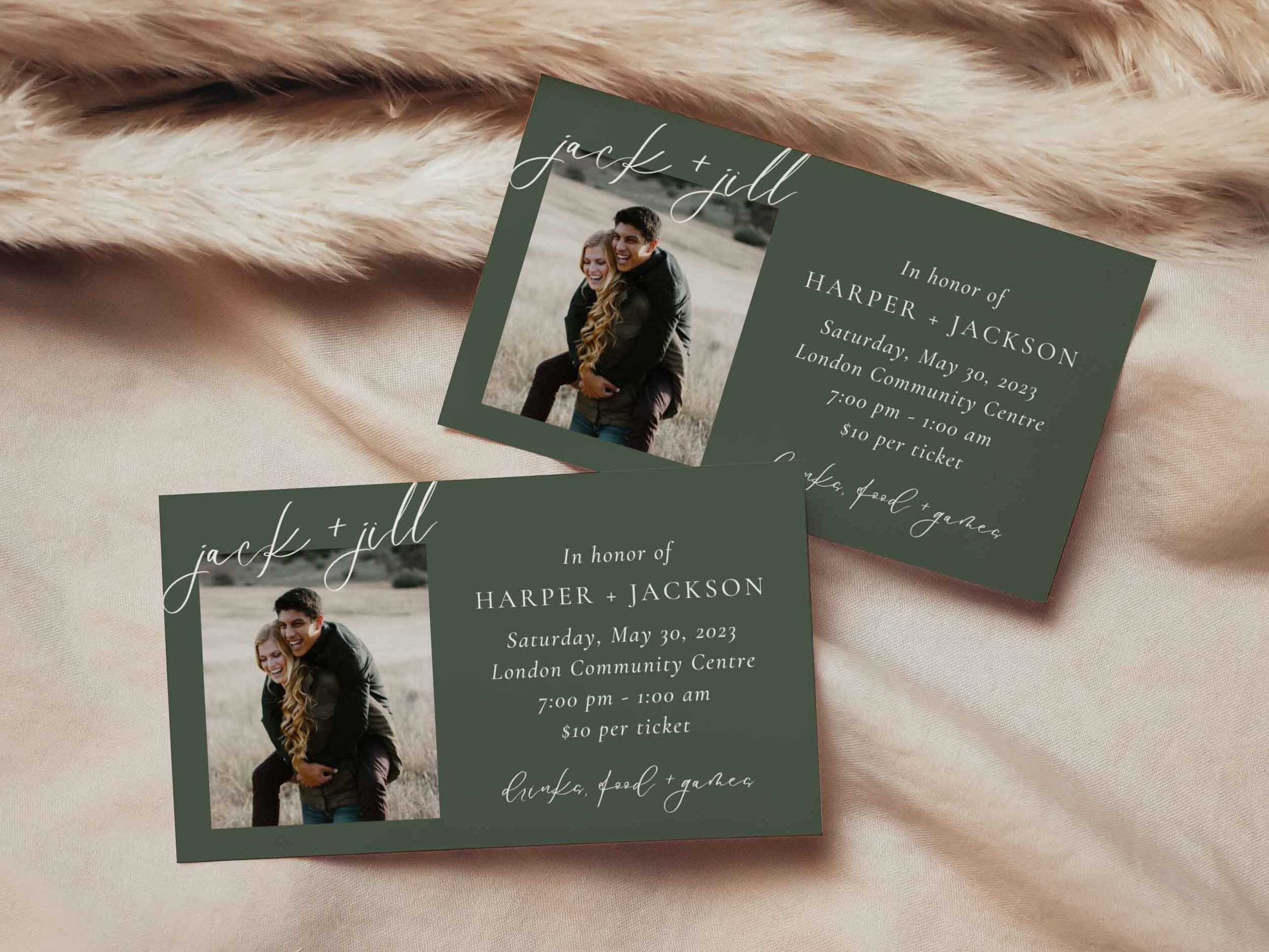 Jack and Jill Tickets - Forest Green Stag and Doe Landscape Tickets ...