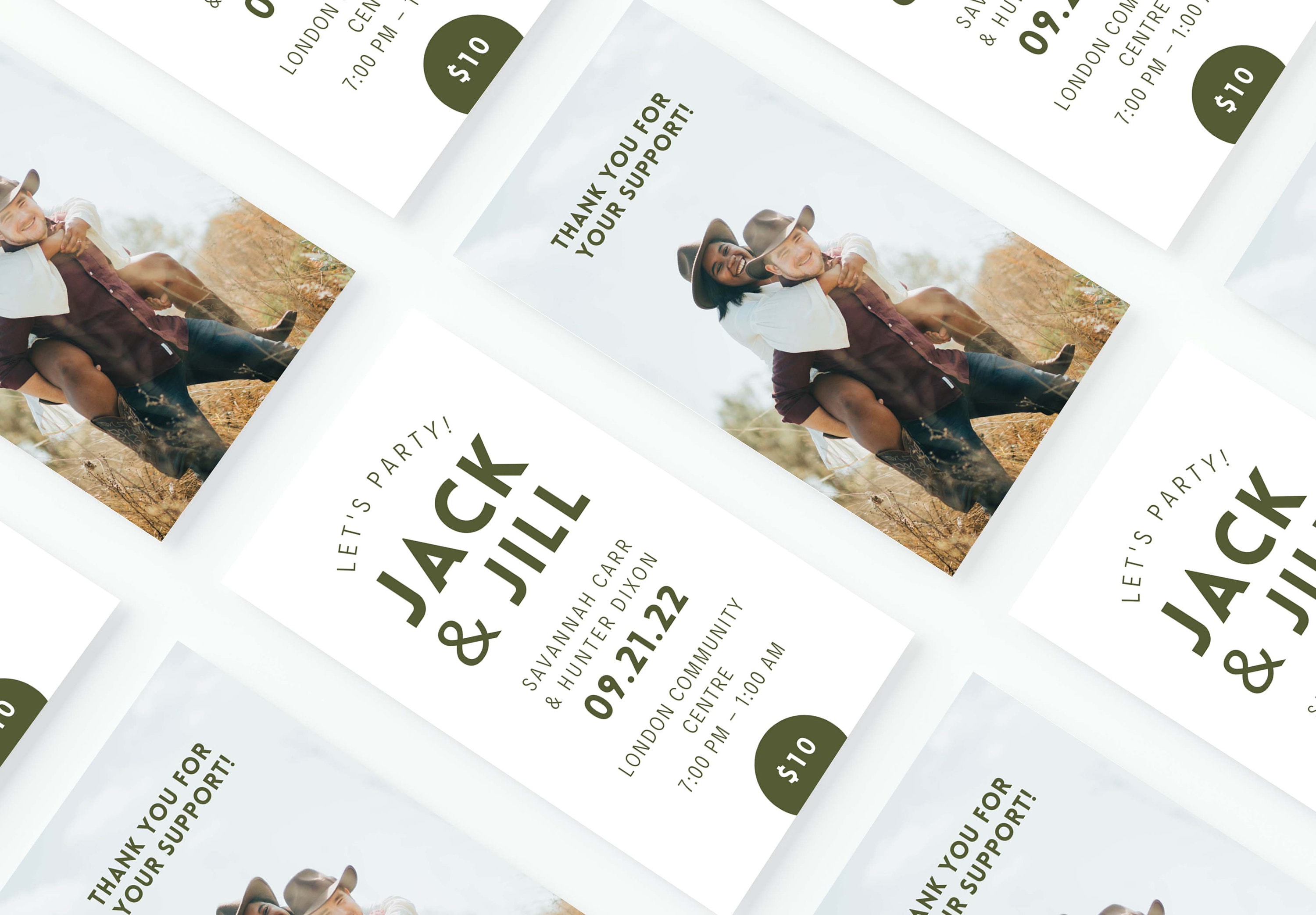 Forest Green Jack & Jill Tickets, Minimal Buck and Doe Tickets ...