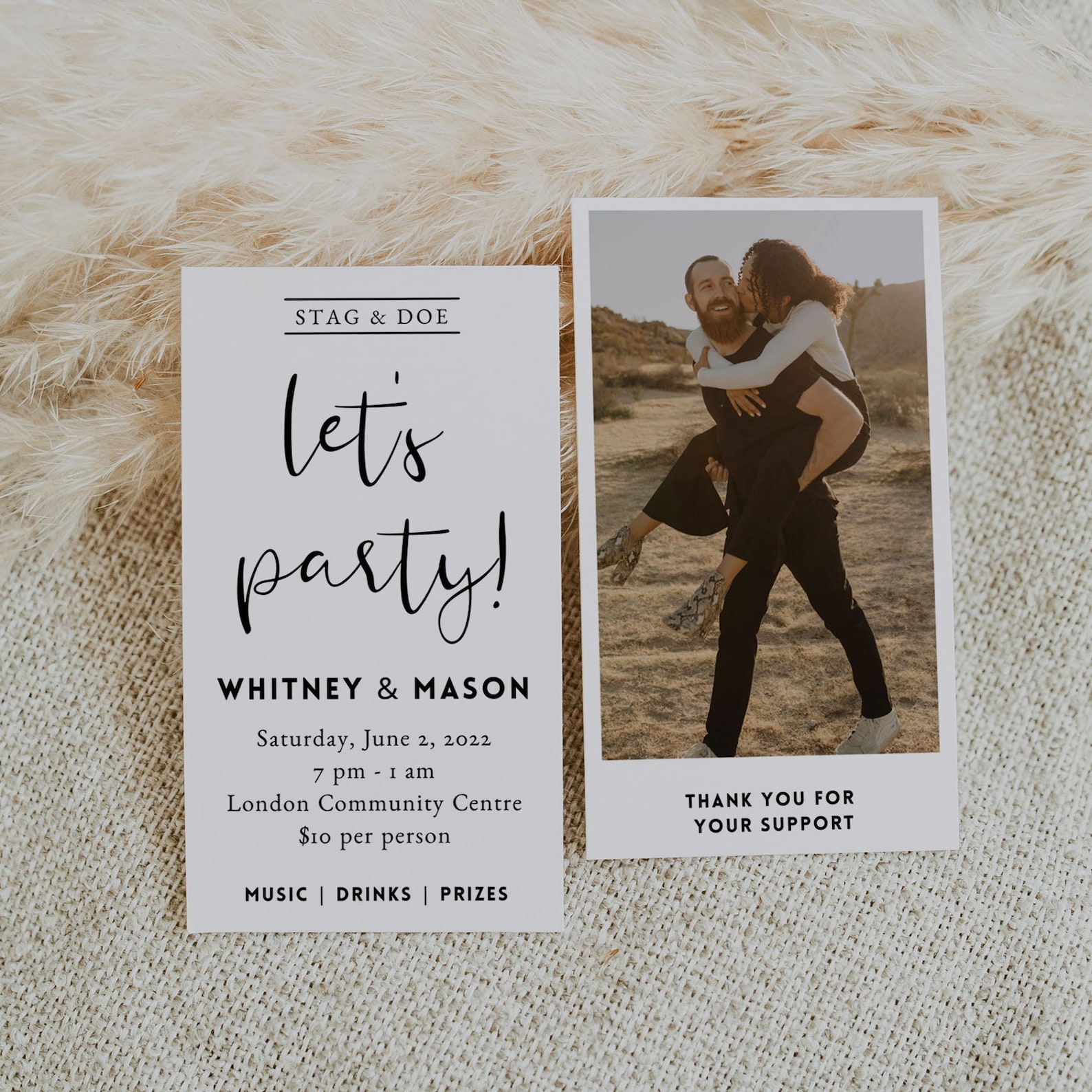Modern Script Stag & Doe Tickets, Minimal Buck and Doe Tickets ...