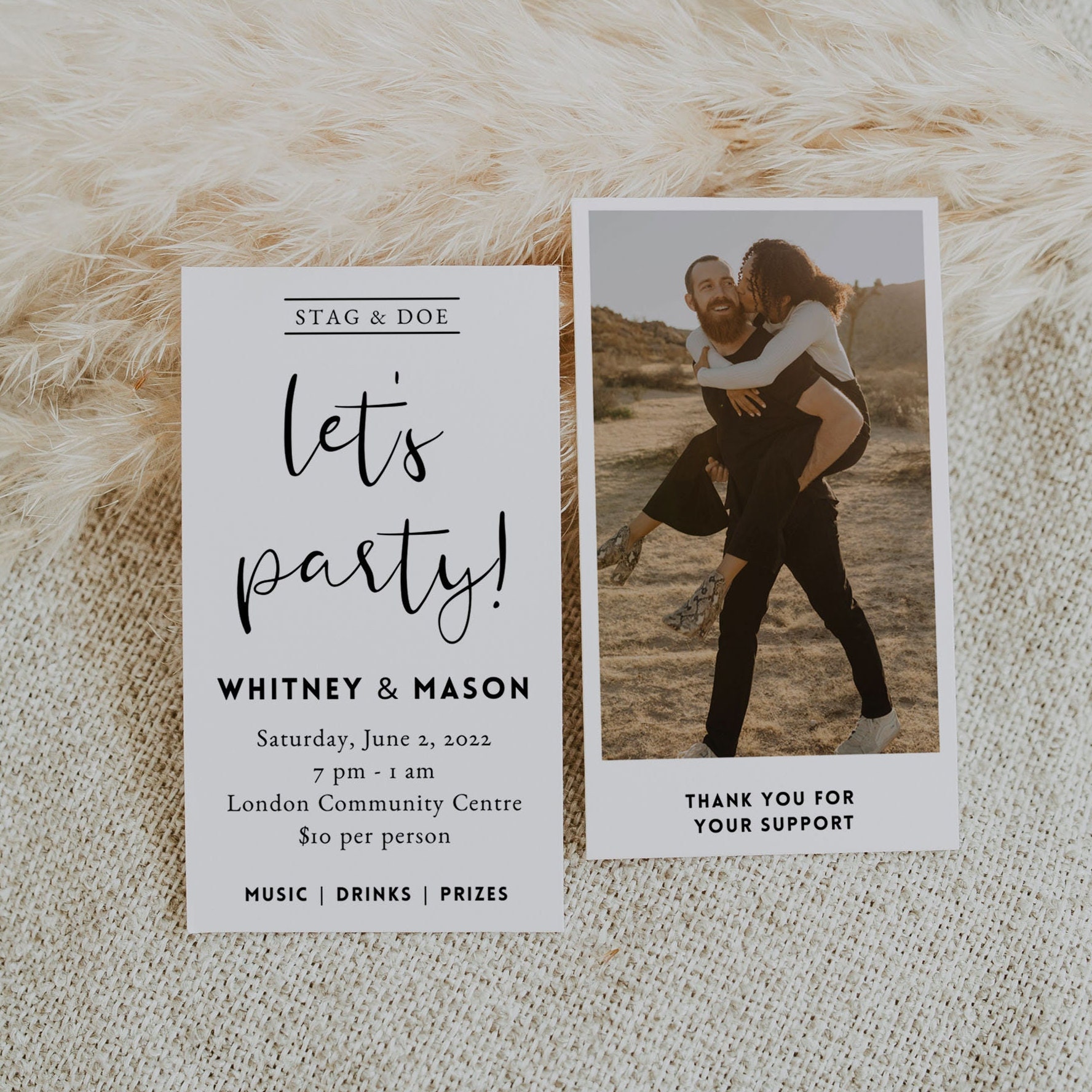 Modern Script Stag & Doe Tickets, Minimal Buck and Doe Tickets ...