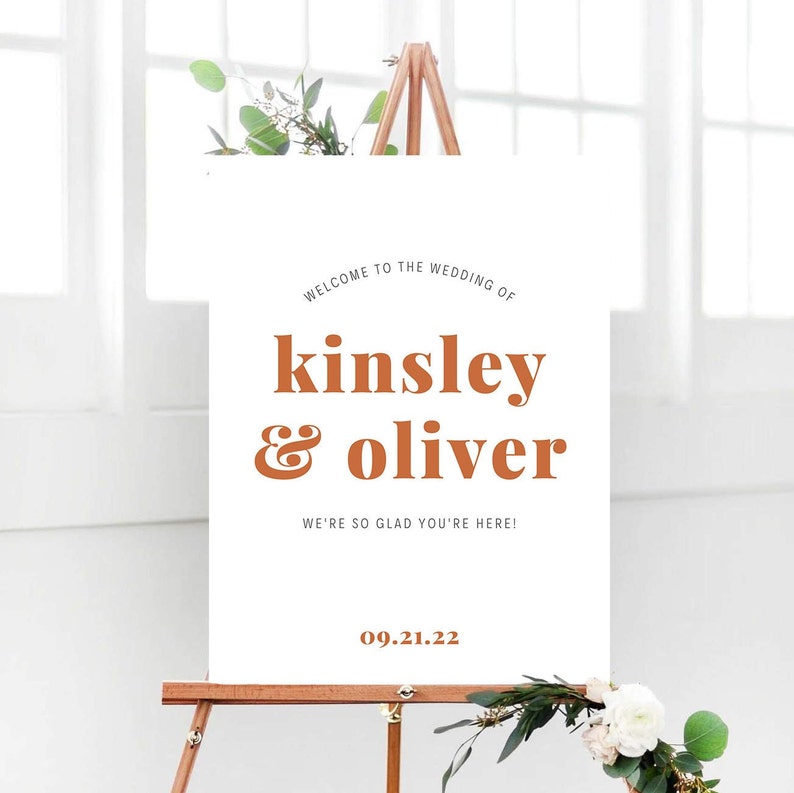 Bold Boho Wedding Welcome Sign, Terracotta Welcome Sign - Editable ...