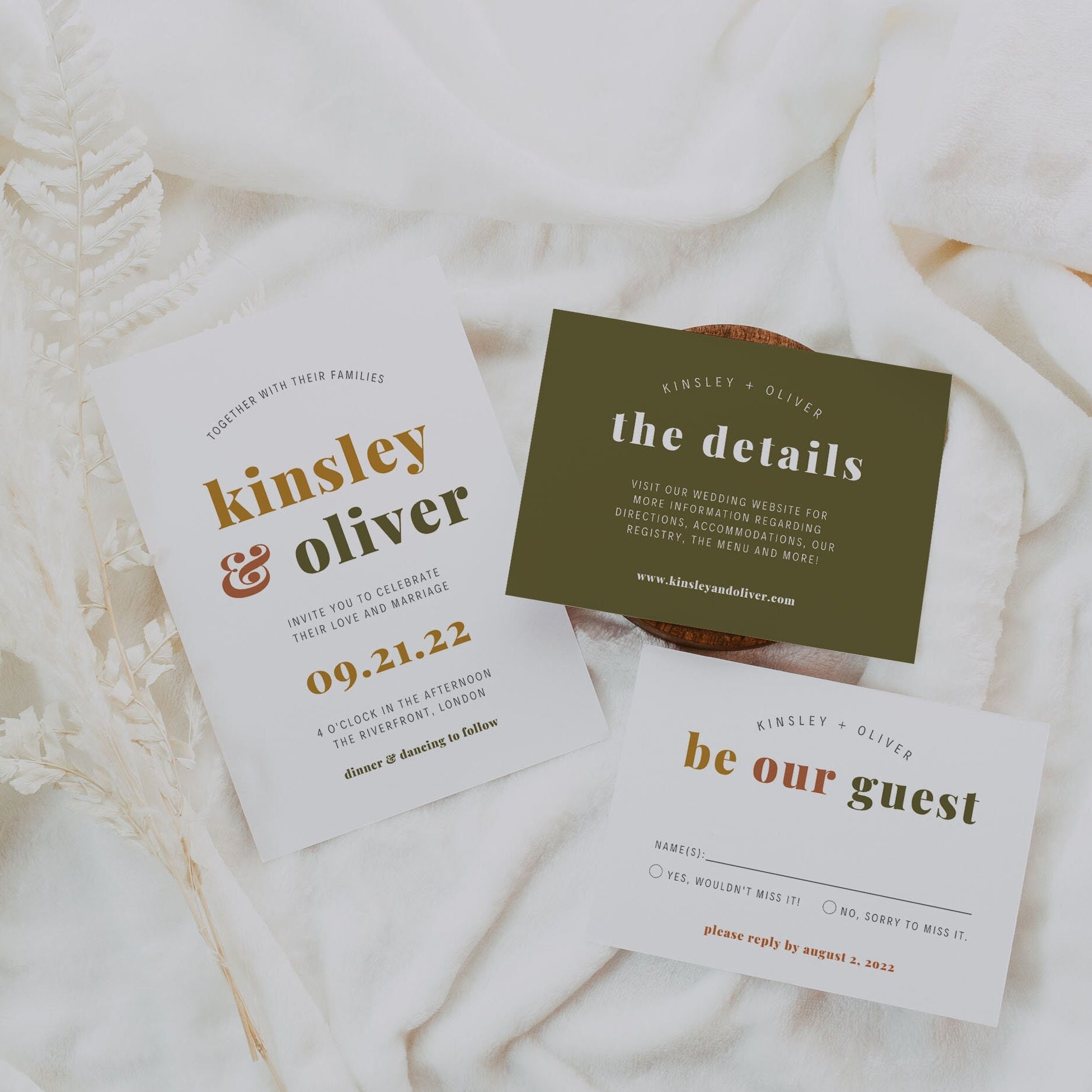 Earthy Tone Wedding Invitation Suite - Boho Wedding Invitation Set ...