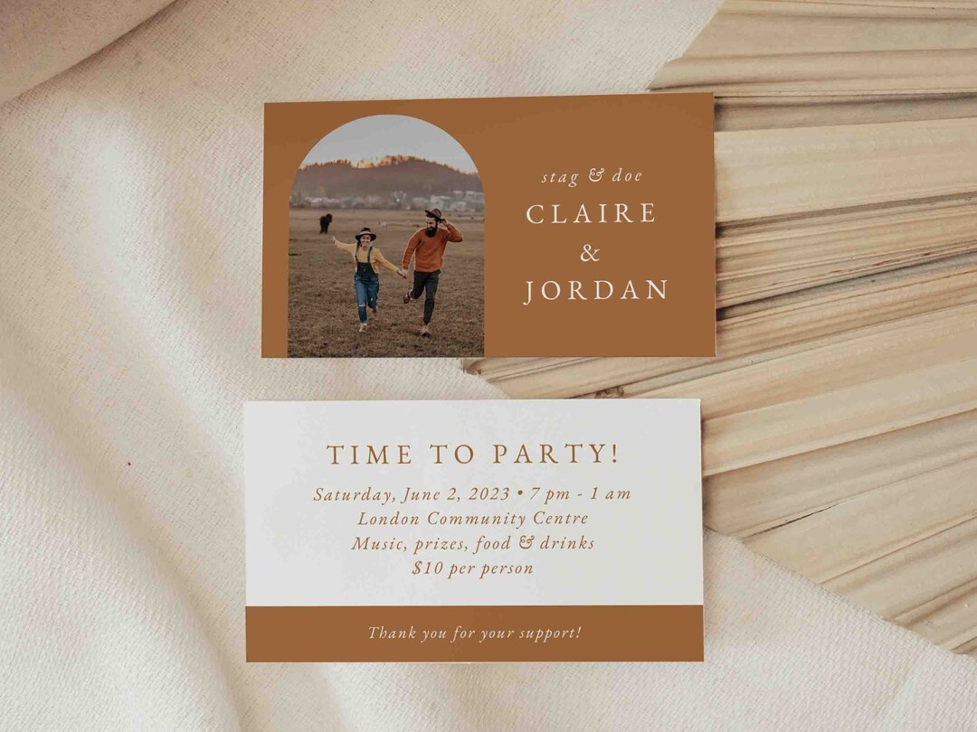 Minimal Boho Stag & Doe Tickets, Terracotta Buck and Doe Landscape ...