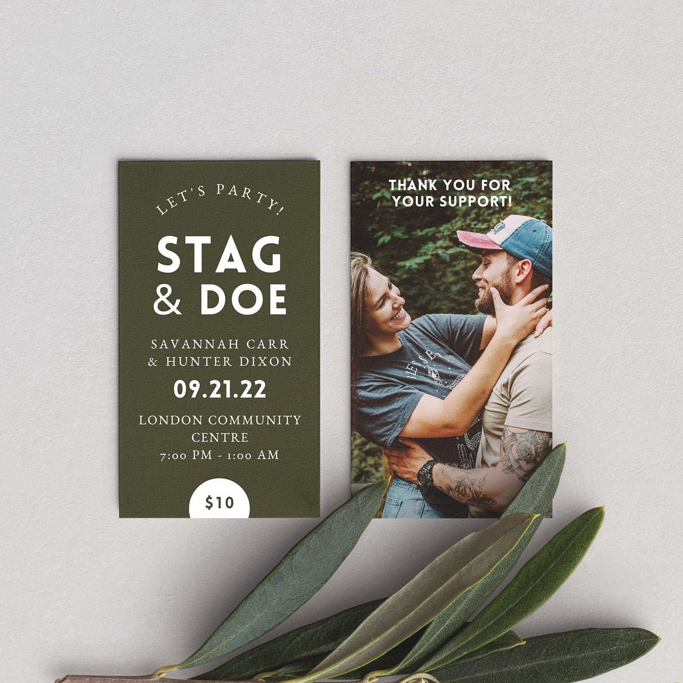 Forest Green Stag & Doe Tickets, Hunter Green Minimal Buck and Doe ...