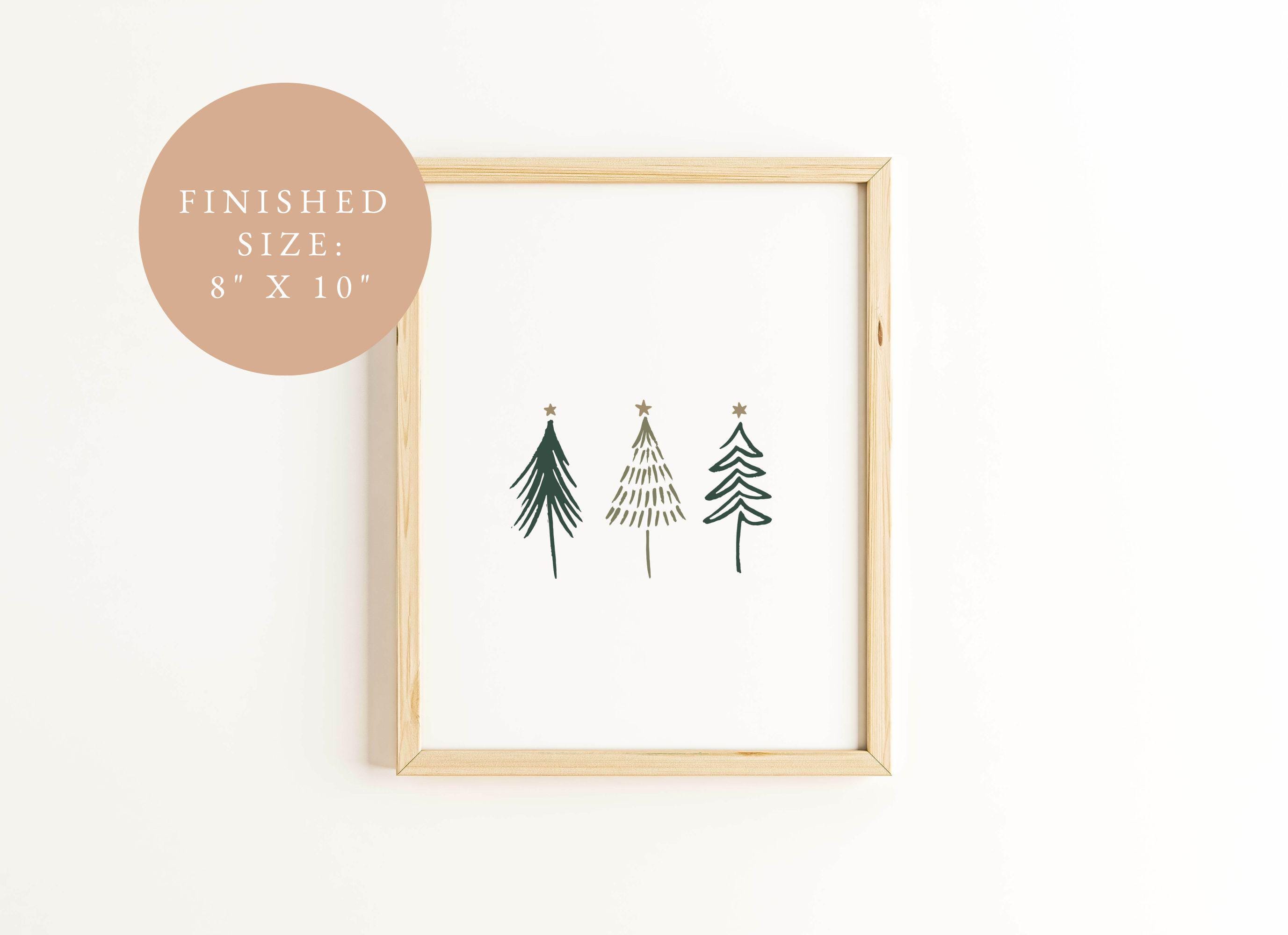 Christmas Trees Holiday Printable Art, Modern Christmas Sign - Instant ...