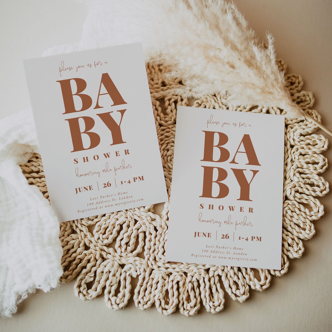 Gender Neutral Baby Shower Invitation Boho Baby Shower Invite Editable ...