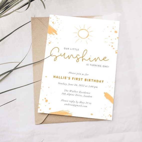Sunshine Invitation First Birthday Invitation Photo | Etsy