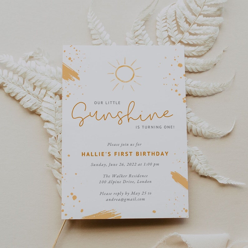Sunshine Invitation First Birthday Invitation Photo - Etsy