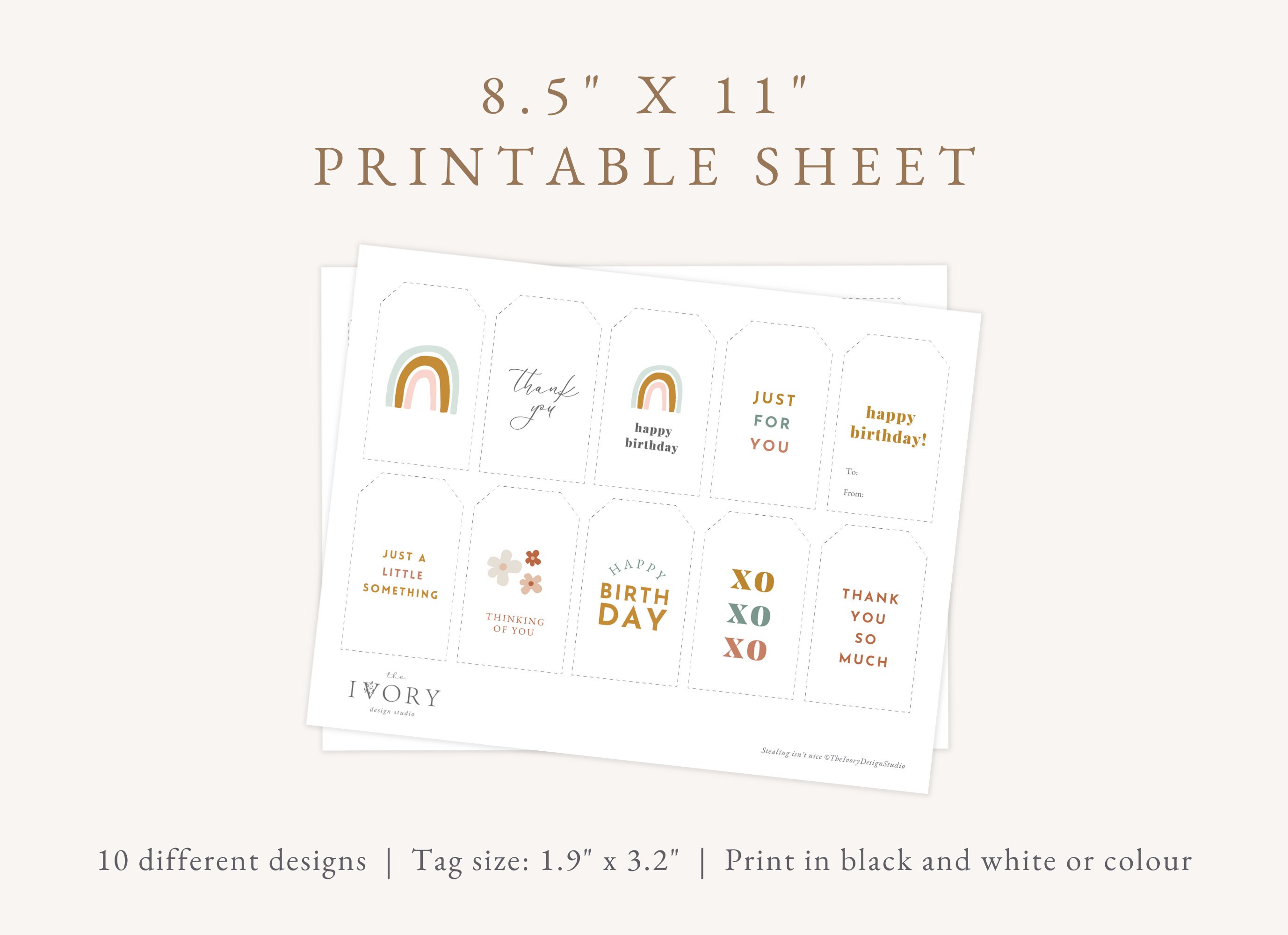 Gift Tags, Printable Boho Birthday Tags, Thank You Tags, Variety Pack ...