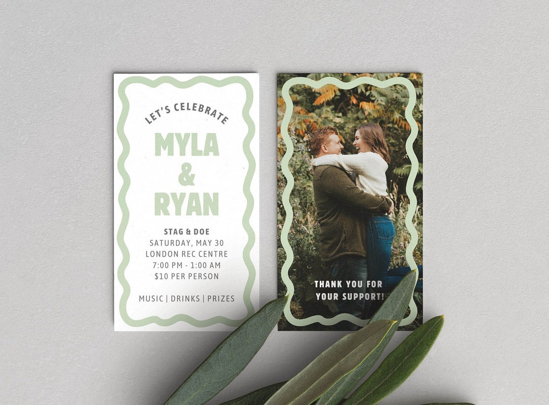 Wavy Border Stag & Doe Tickets, Retro Sage Buck and Doe Tickets ...