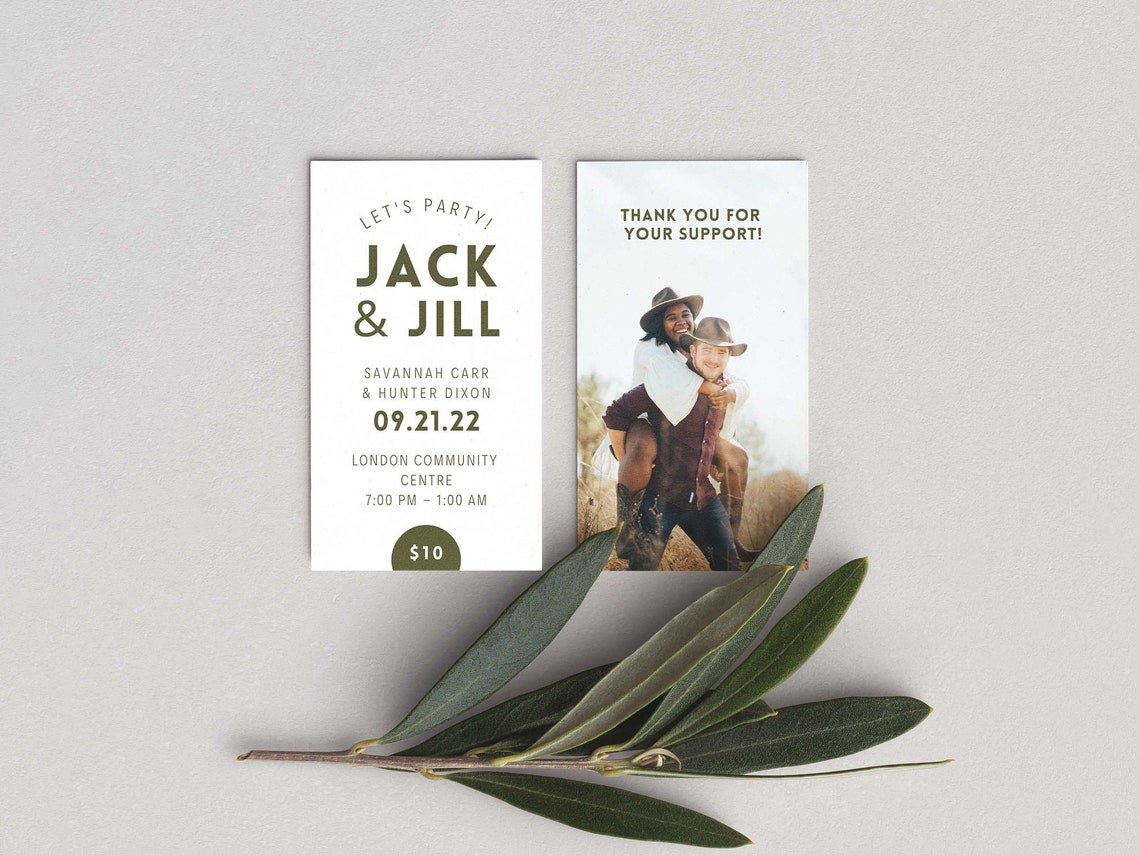 Forest Green Jack & Jill Tickets Minimal Buck and Doe Tickets - Etsy Canada