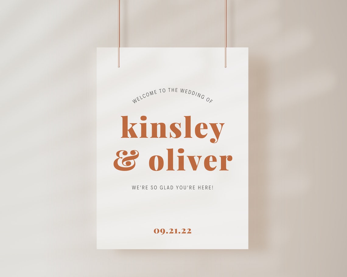 Bold Boho Wedding Welcome Sign, Terracotta Welcome Sign Editable Canva ...