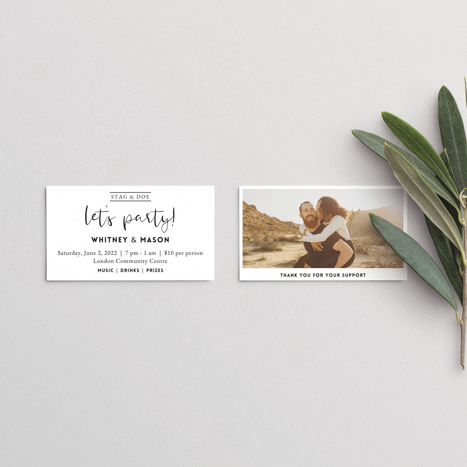 Modern Script Stag & Doe Tickets, Minimal Buck and Doe Tickets ...