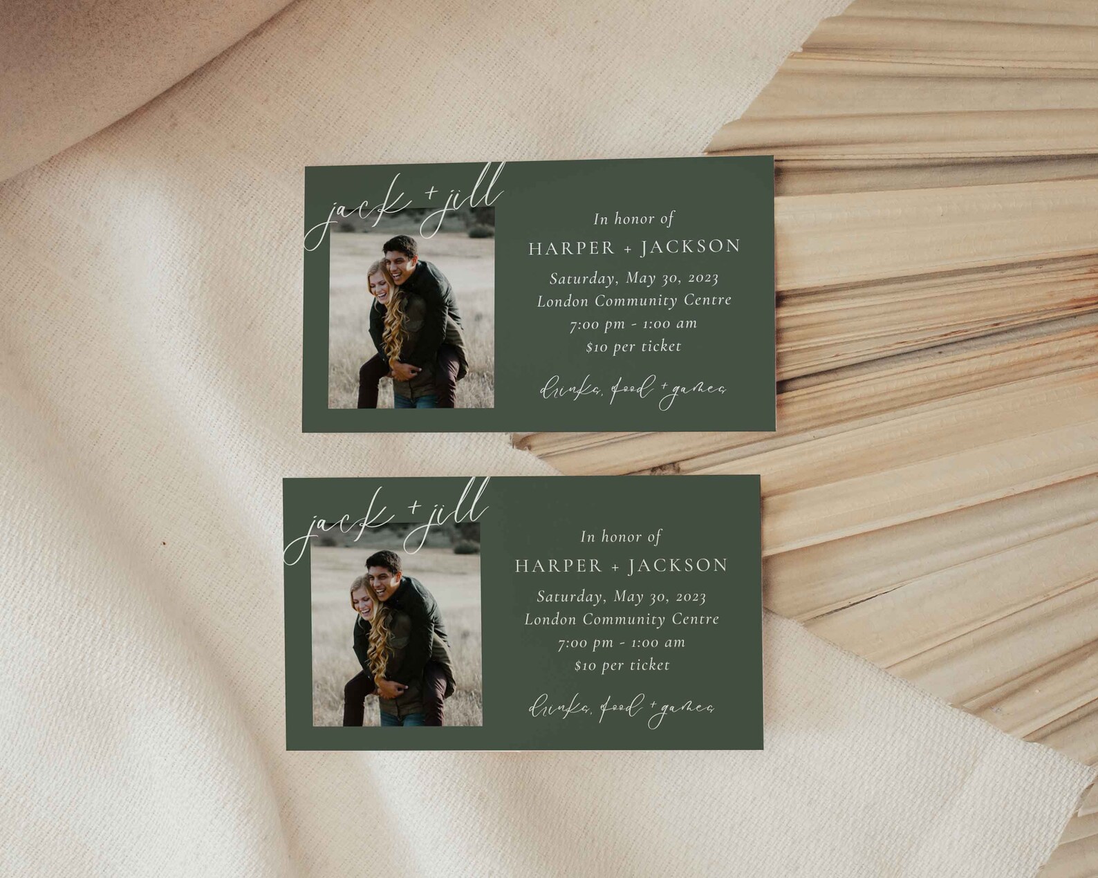 Jack and Jill Tickets - Forest Green Stag and Doe Landscape Tickets ...