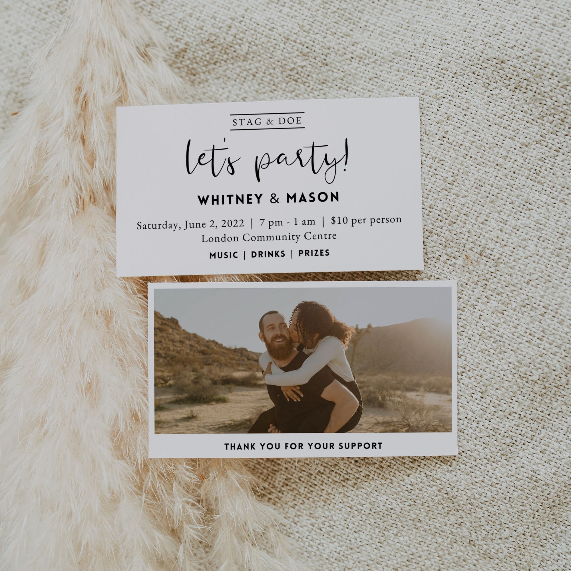 Modern Script Stag & Doe Tickets, Minimal Buck and Doe Tickets ...