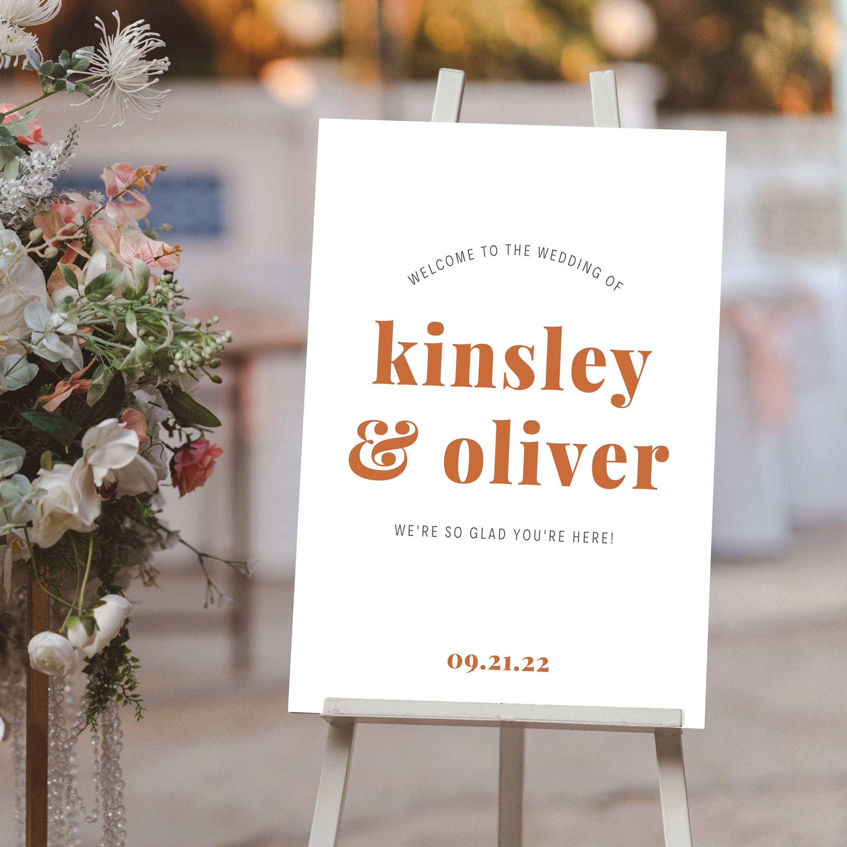 Bold Boho Wedding Welcome Sign, Terracotta Welcome Sign Editable Canva ...