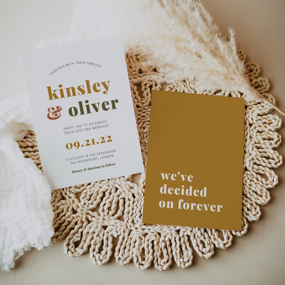 Earthy Tone Wedding Invitation Suite Boho Wedding Invitation Set ...