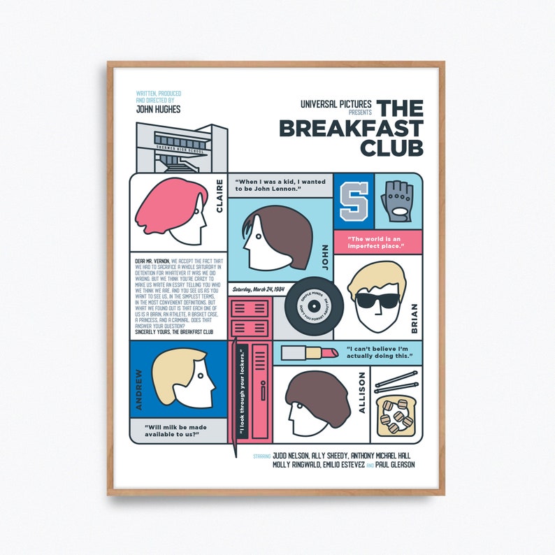 The Breakfast Club Movie Poster Print – Alternative Fan Art Re-imagined ...