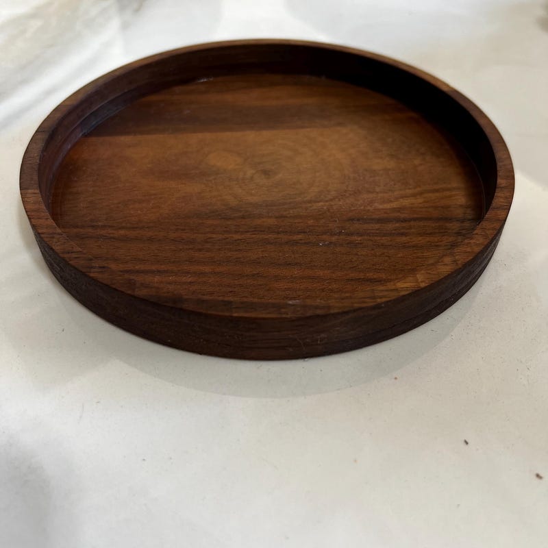 Wood Gray Round Tray - Etsy