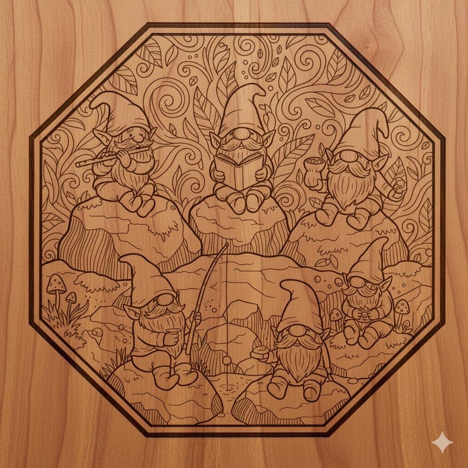 Gnomes, Trivet, Coaster Vector Files / SVG. Ai, & Dxf / CNC Files Laser ...