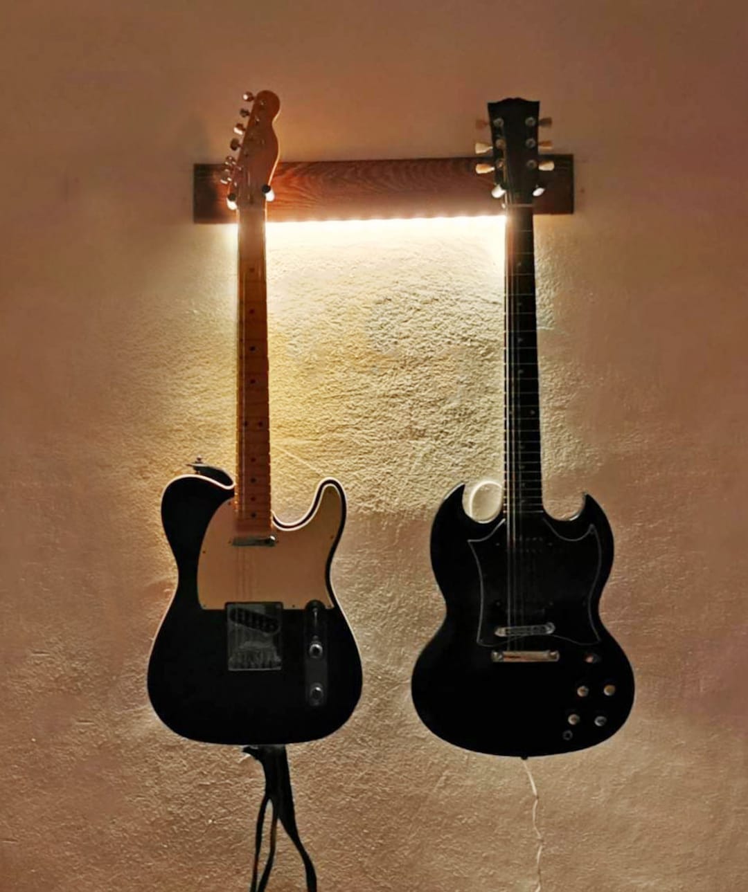 Wall Mount Guitar Holder With LED Lights - Etsy UK