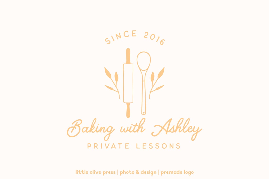 Premade Logo Rolling Pin Spoon Watermark Photography Bakery - Etsy
