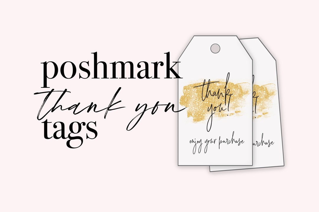 Poshmark Gold Glitter Thank You Note Tags // Ready to Print Tags for ...