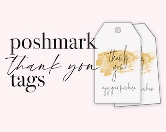 Poshmark Minimalistic Black Thank You Note Tags // Ready to Print Tags ...