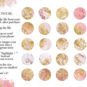 25 Pink and Gold Marble and Glitter Modern Instagram Highlight Covers ...