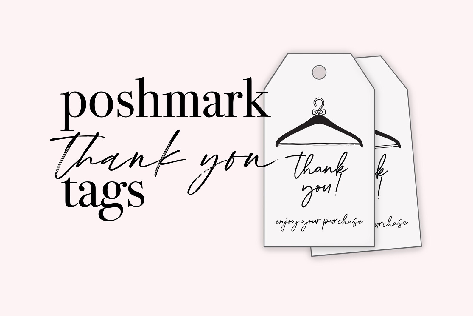 Poshmark Minimalistic Black Thank You Note Tags // Ready to | Etsy