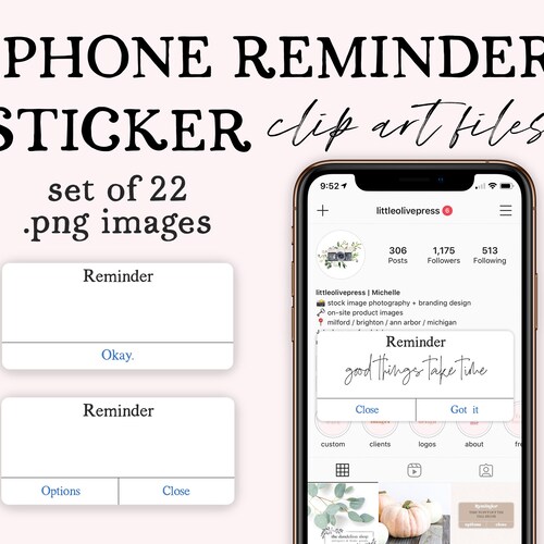 Set of Blank Iphone Reminder PNG Stickers Quote Images | Etsy