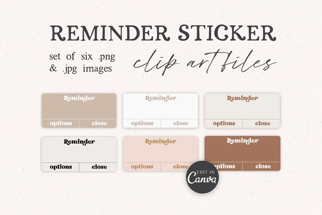 Boho Inspired Reminder Sticker Clipart Stickers Neutral Color Set of 6 ...
