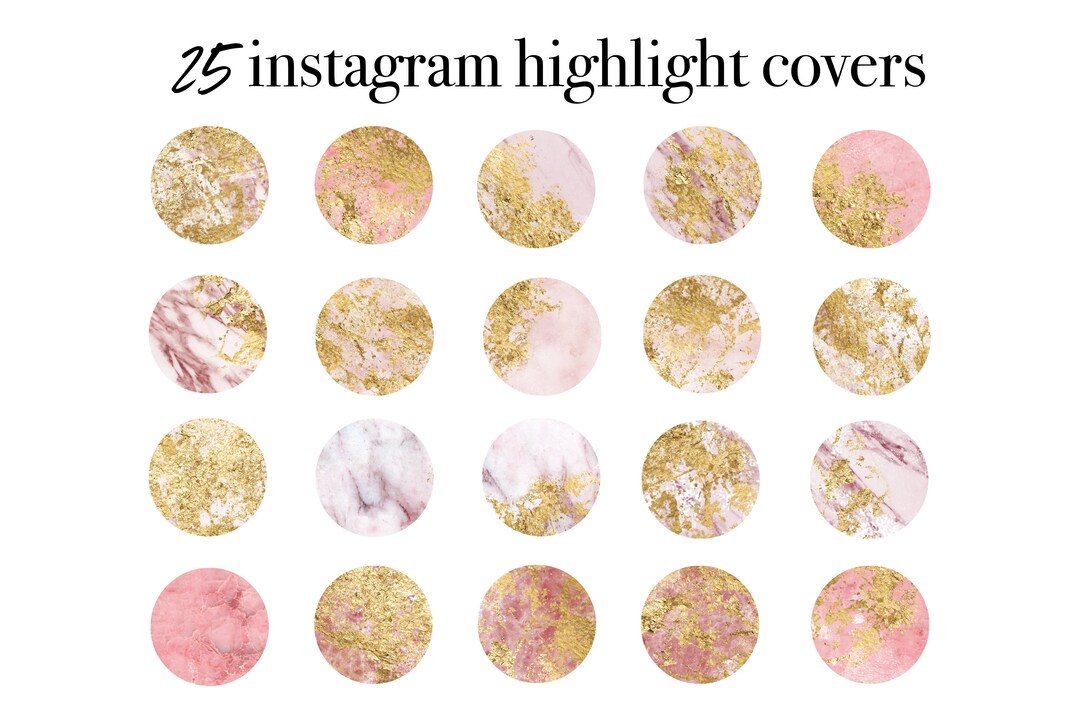 25 Pink and Gold Marble and Glitter Modern Instagram Highlight Covers ...