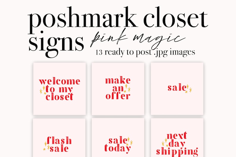 Poshmark Boho Pink and Red Trendy Font Closet Store Signs 13 Ready to ...