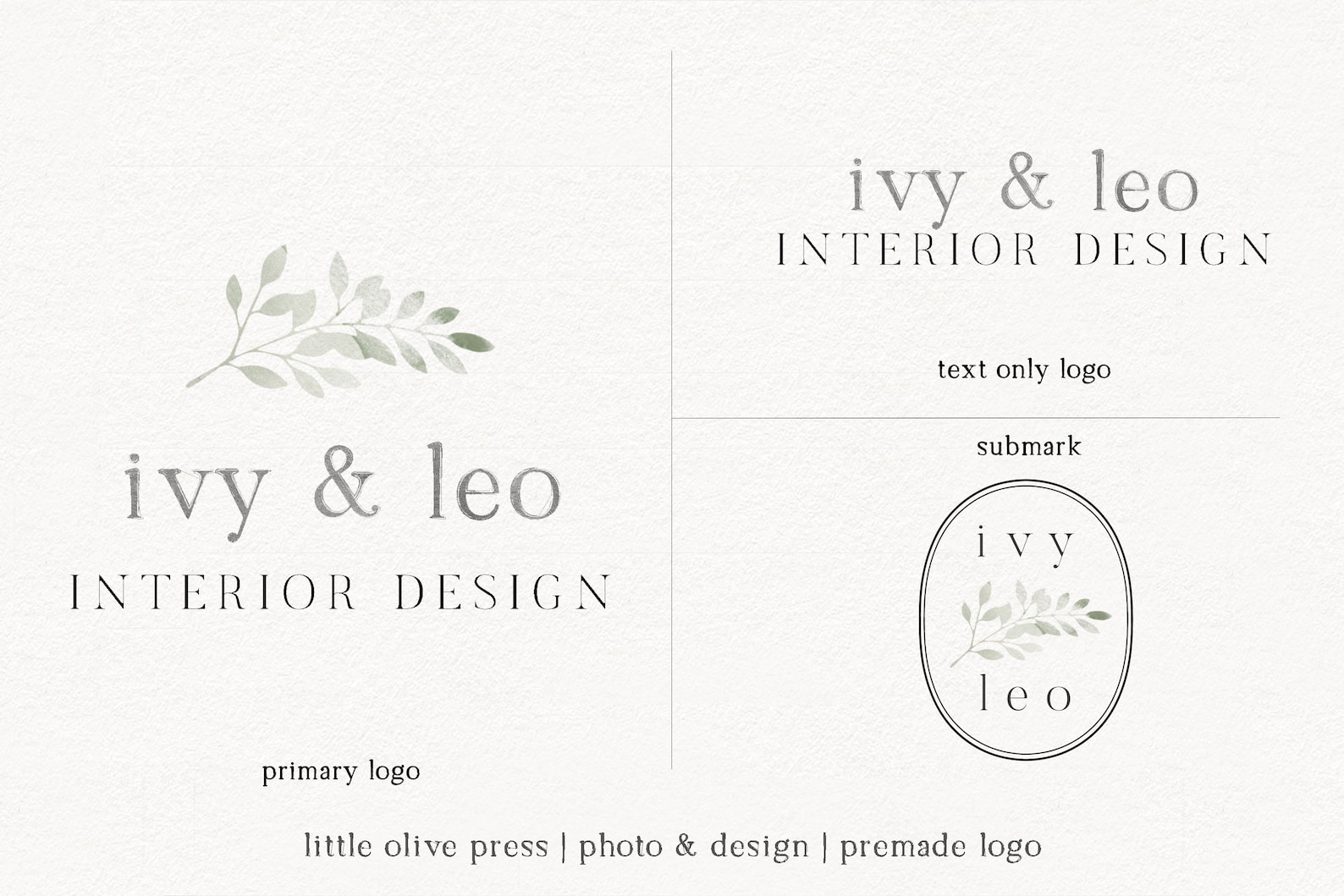 Premade Logo Greenery Watermark Photography Interior Design - Etsy
