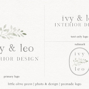 Premade Logo Greenery Watermark Photography Interior Design - Etsy