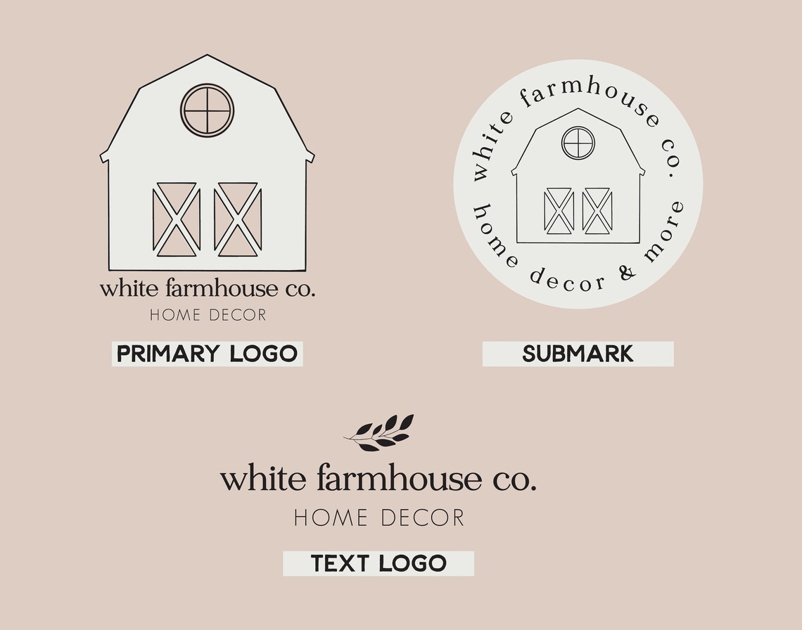 Premade Logo White Farmhouse Watermark Photography Antique | Etsy