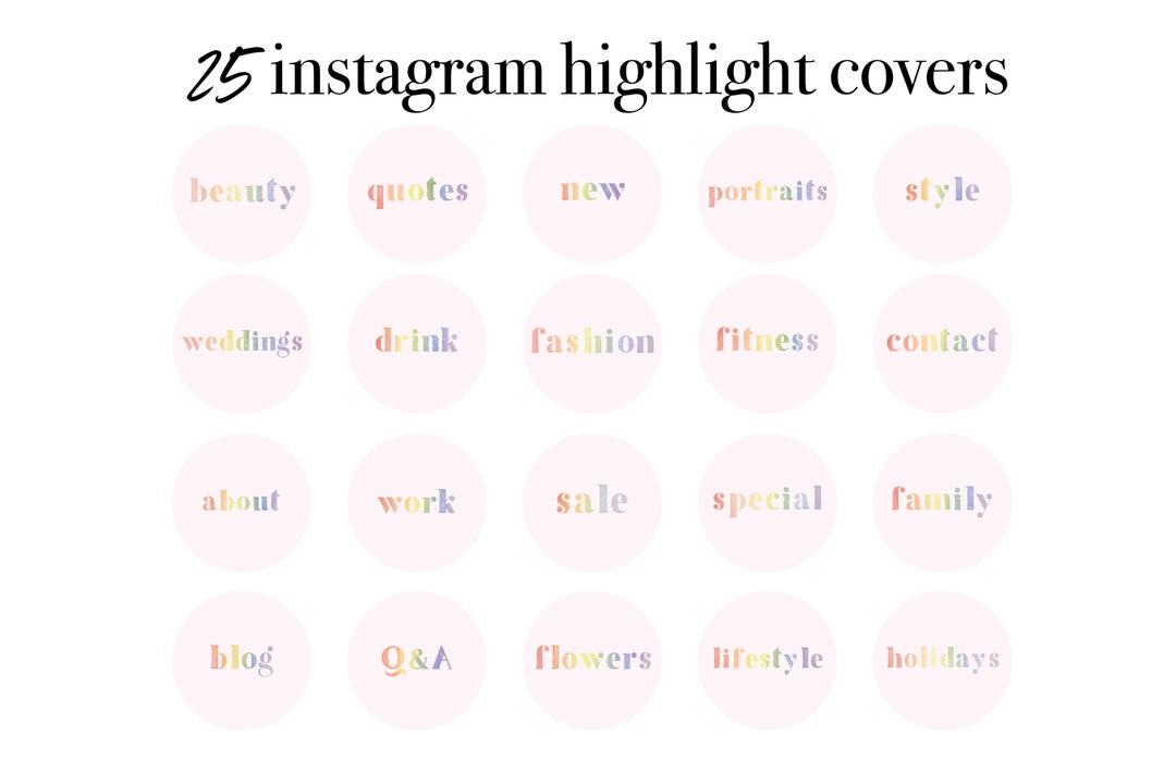 25 Boho Watercolor Rainbow Instagram Highlight Covers, Watercolor ...