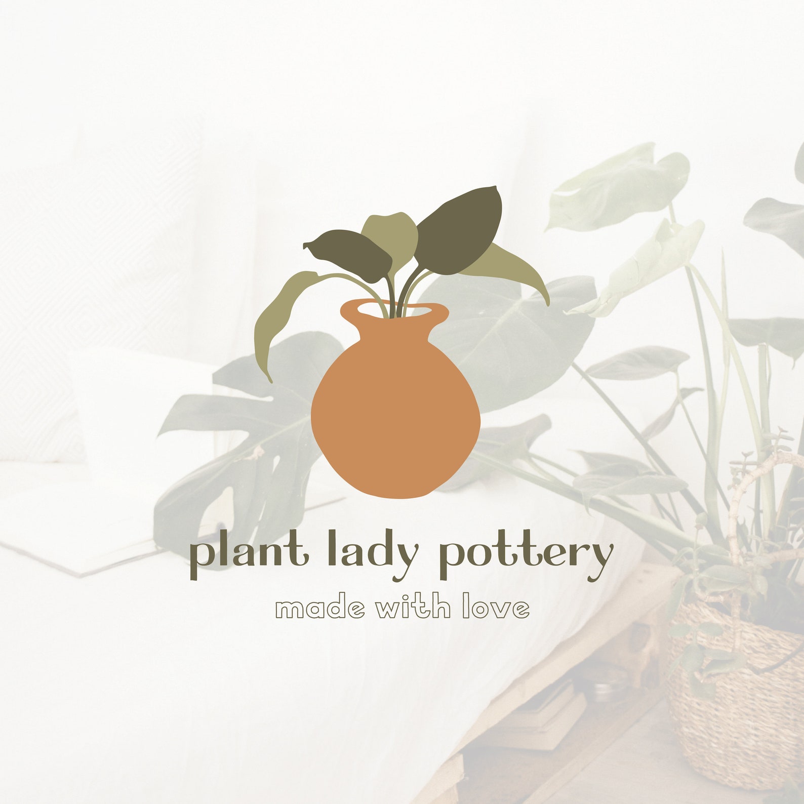 Premade Logo Greenery Watermark Florist Greenhouse Watercolor Gardener ...