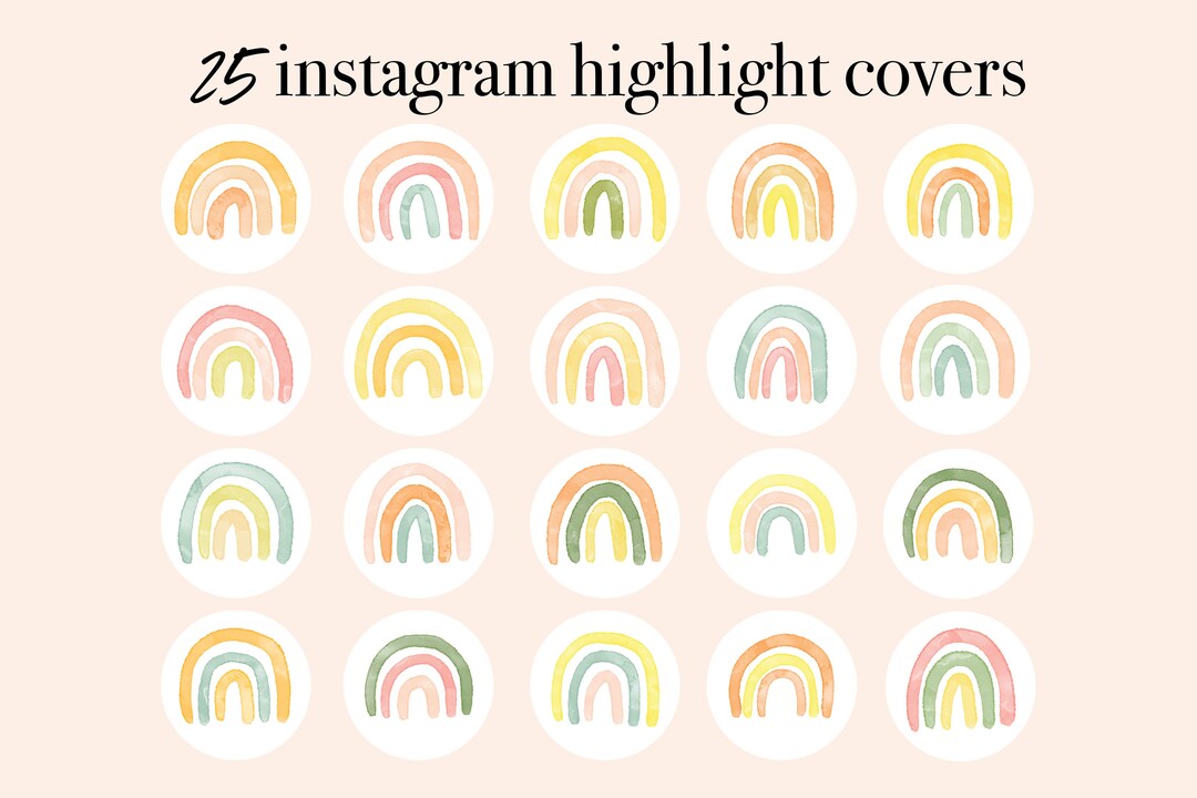 25 Boho Watercolor Rainbow Instagram Highlight Covers, Watercolor ...