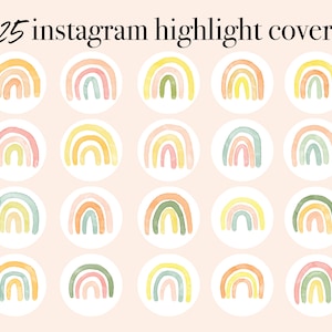 25 Boho Watercolor Rainbow Instagram Highlight Covers, Watercolor ...