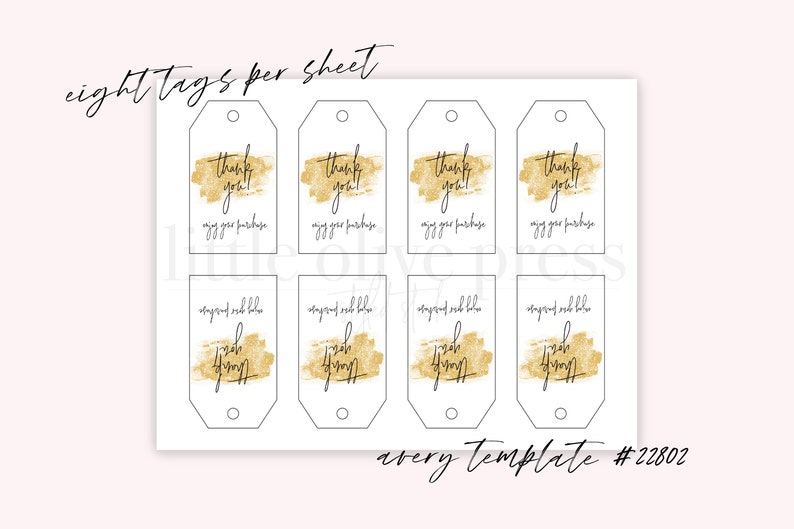 Poshmark Gold Glitter Thank You Note Tags // Ready to Print Tags for ...