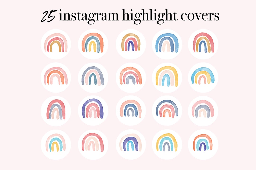 25 Boho Watercolor Rainbow Instagram Highlight Covers, Watercolor ...