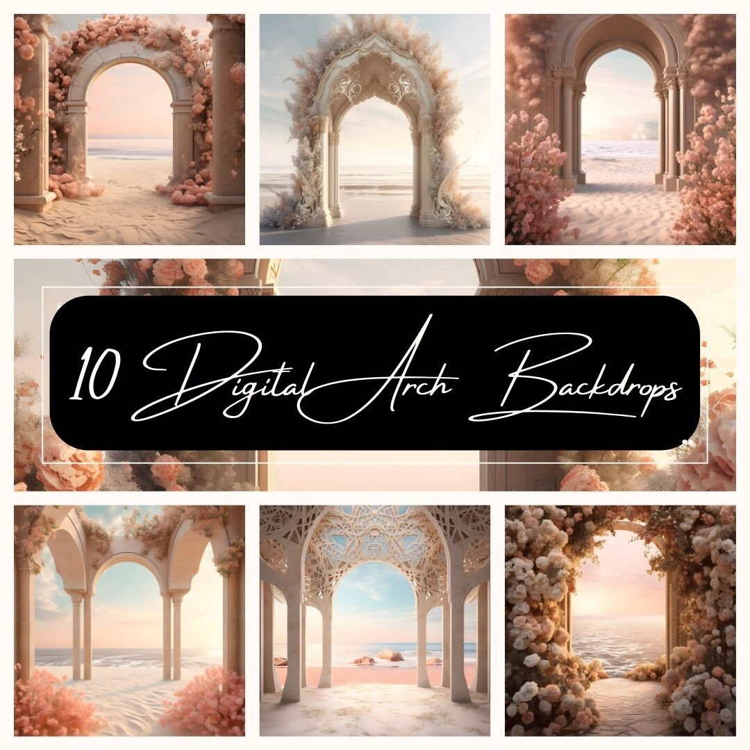 10 Digital Beach Arch Backdrop, Overlay, Digital Background, Photoshop ...