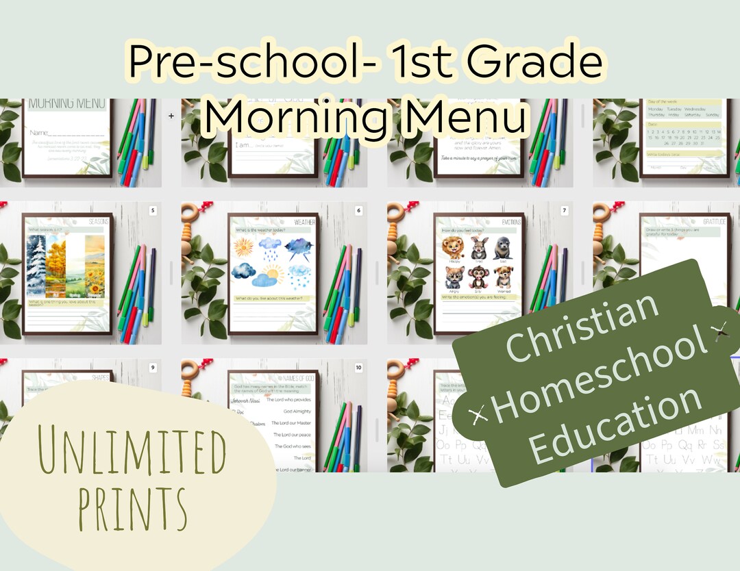 Bible-based Christian Morning Menu: Pre-school-1st Grade Instant ...