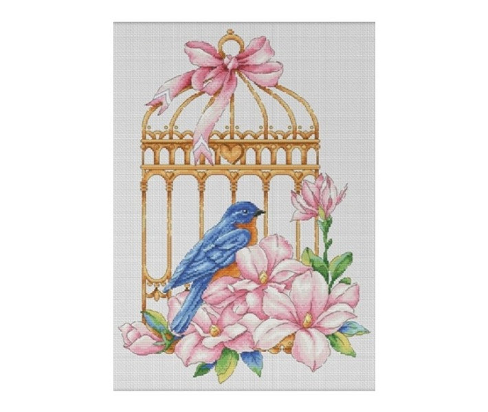 Bird in Cage Cross Stitch Embroidery Kit *** FREE SHIPPING Romantic ...