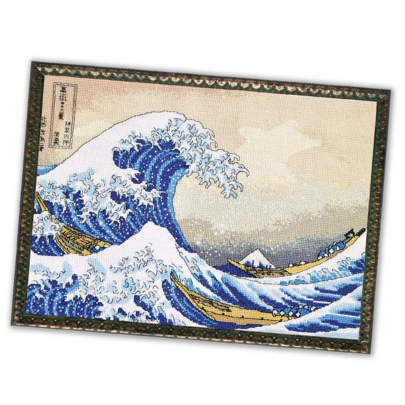 The Great Wave Cross Stitch Embroidery Kit FREE SHIPPING Counted Cross ...