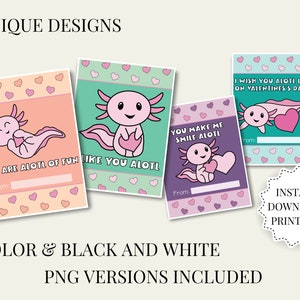 Adorable Axolotl Valentines and Coloring Pages - PDF Printable Coloring ...
